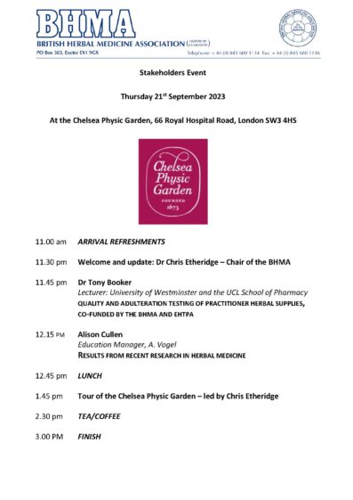 Member event | British Herbal Medicine Association